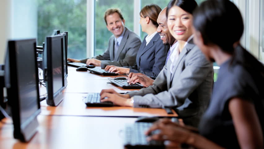 male female technical support staff working Stock Footage Video (100% ...