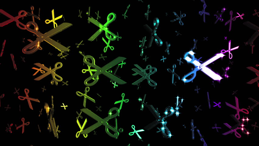 Looping Rainbow Scissors Symbols Falling Stock Footage Video (100% ...