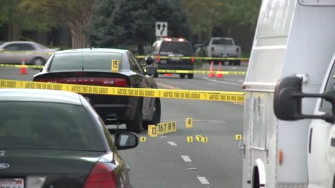 Unidentifiable Evidence Police Markers Tape Crime Stock Footage Video ...