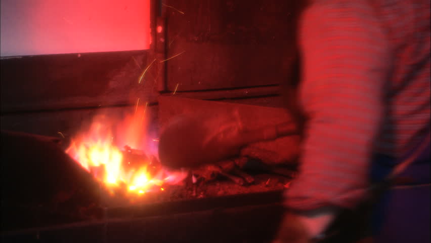 old fashioned blacksmith forge metal forging Stock Footage Video (100% ...