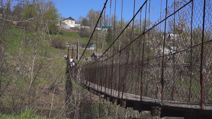 Suspension Bridge Shaking While People Stock Footage Video (100% ...