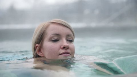 beautiful woman swimming natural pool water Stock Footage Video (100% ...