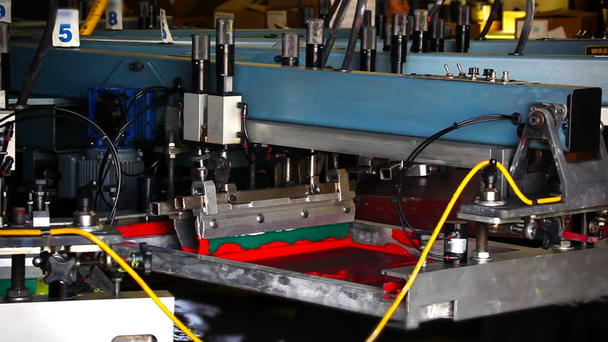 Industrial Automated Silk Screening Machine Stock Footage Video (100% ...
