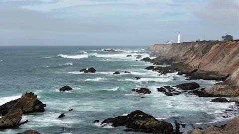rough ocean waves point arena lighthouse Stock Footage Video (100% ...