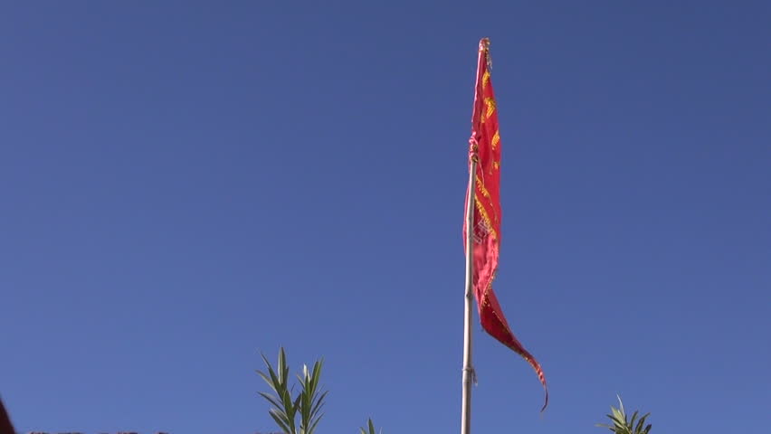 Hindu Temple Flag On Sky Stock Footage Video (100% Royalty-free ...