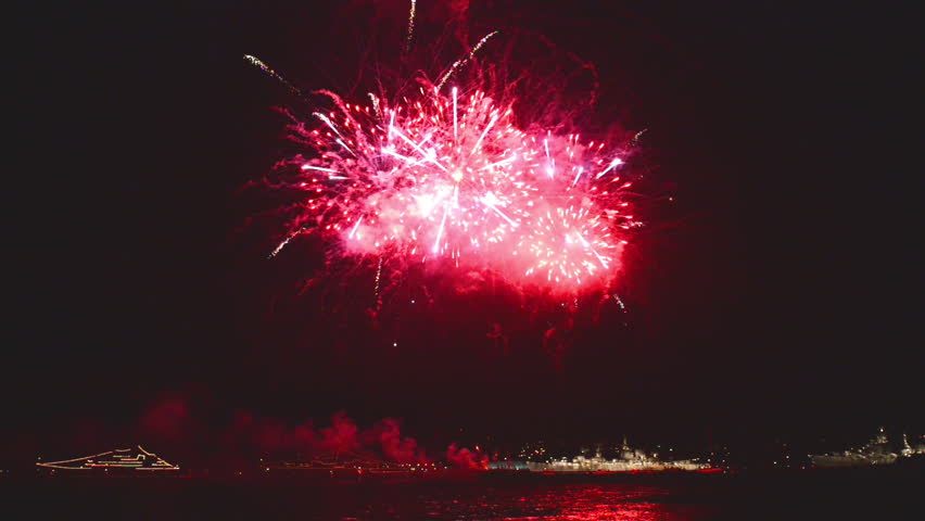 Colorful Fireworks with Blue, Red, Stock Footage Video (100% Royalty ...