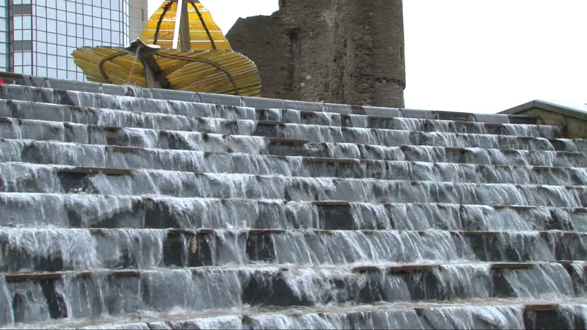 water fountain large stepped fall Stock Footage Video (100% Royalty ...