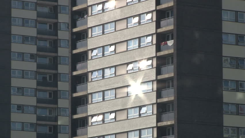 several residential tower block homes row Stock Footage Video (100% ...