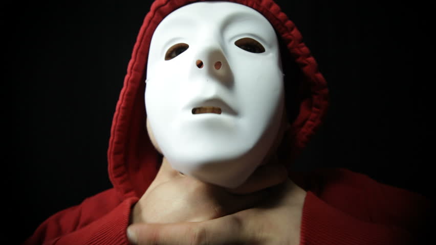 Insane Masked Man Over Dark Stock Footage Video (100% Royalty-free ...