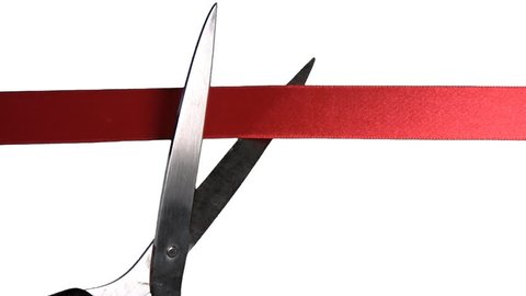 Red Ribbon Cutting Ceremony Opening Isolated Stock Footage Video (100% ...