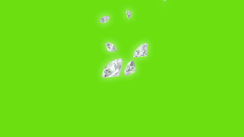 diamonds falling down on greenscreen Stock Footage Video (100% Royalty ...