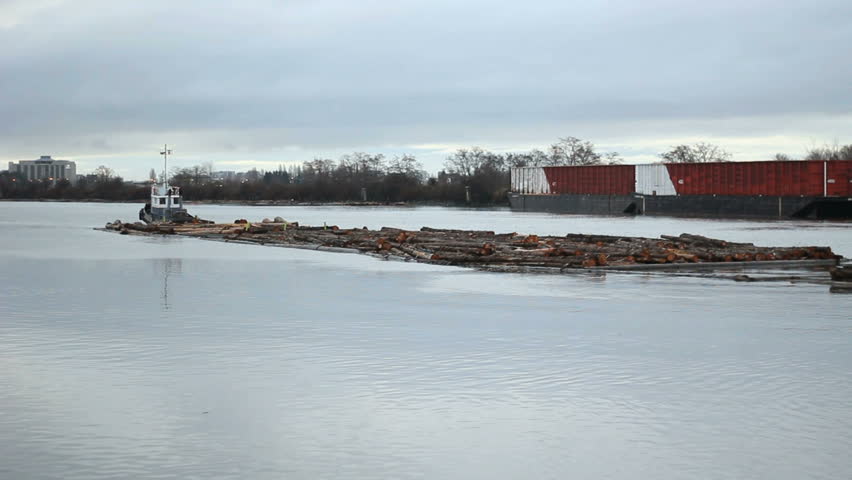 Towing Log Boom, Fraser River. Stock Footage Video (100% Royalty-free ...