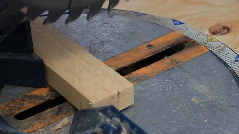 Close Spinning Blade Cutting Wood Stock Footage Video (100% Royalty ...