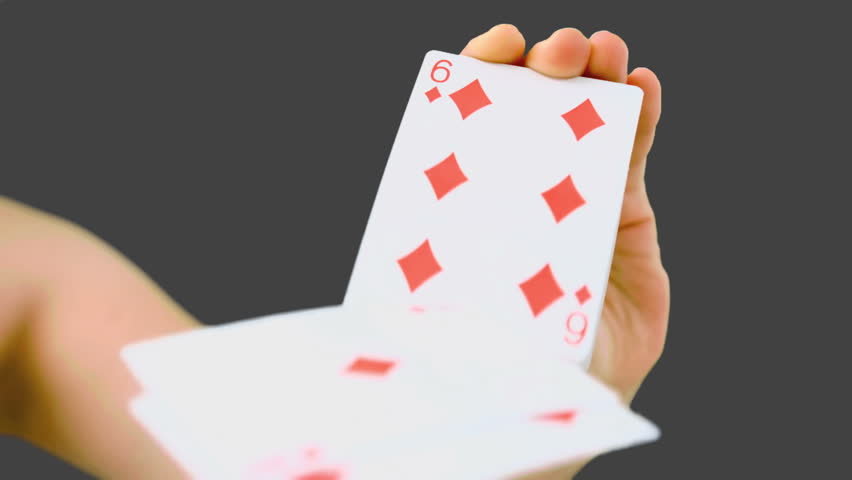 hand shuffling pushing cards towards camera Stock Footage Video (100% ...