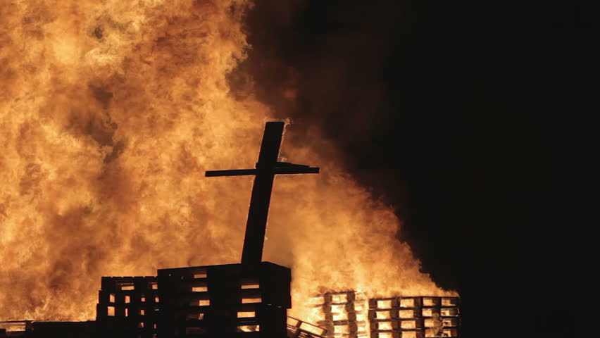 Burning Christian Cross in 1080p. Stock Footage Video (100% Royalty ...