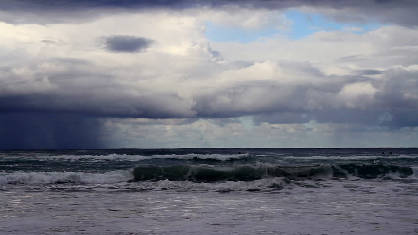 Waves On the Rainy Ocean Stock Footage Video (100% Royalty-free ...