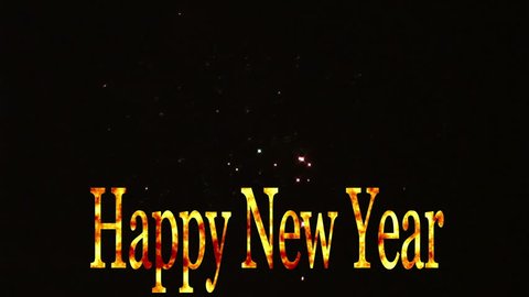 Happy New Year Text Animation Fireworks Stock Footage Video (100% ...