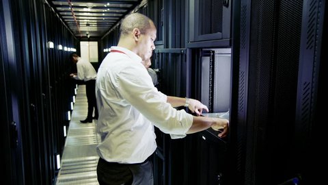 Two Men Mixed Ethnicity Working Data Stock Footage Video (100% Royalty ...