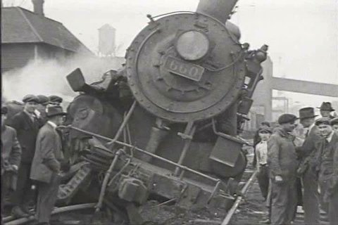 1910s 1920s Aftermath Steam Engine Accident Stock Footage Video (100% ...