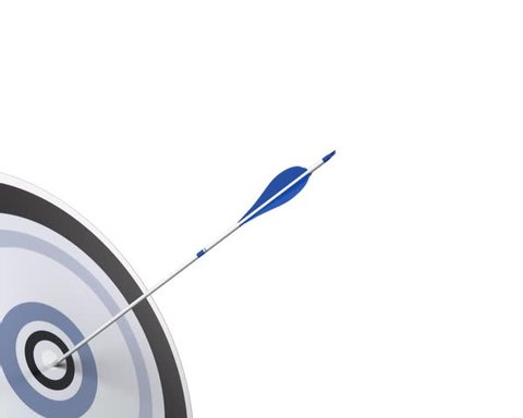 Three Blue Arrows Hitting Target Center Stock Illustration 308182655