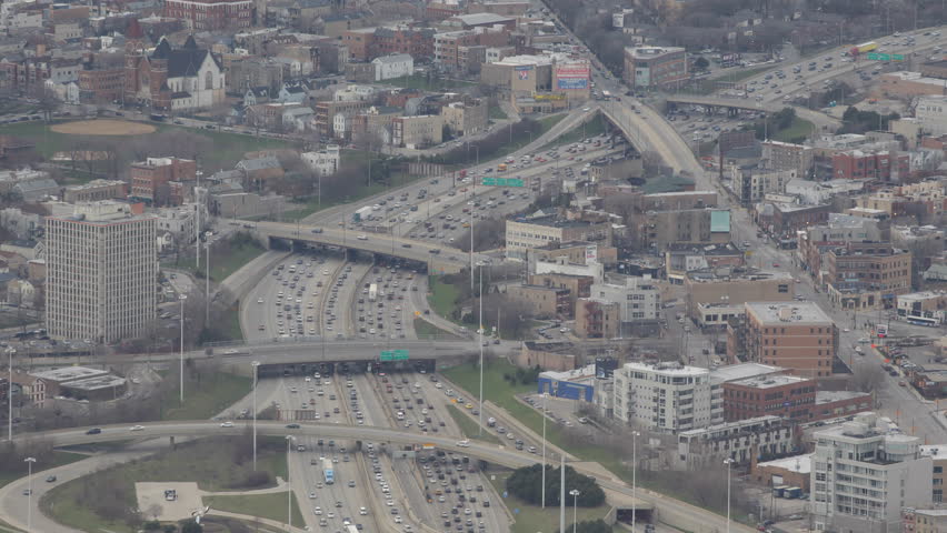 Kennedy Expressway, Aerial View of Stock Footage Video (100% Royalty ...