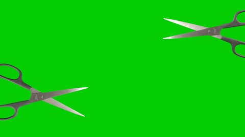 Real Scissors Animated On Green Background Stock Footage Video (100% ...