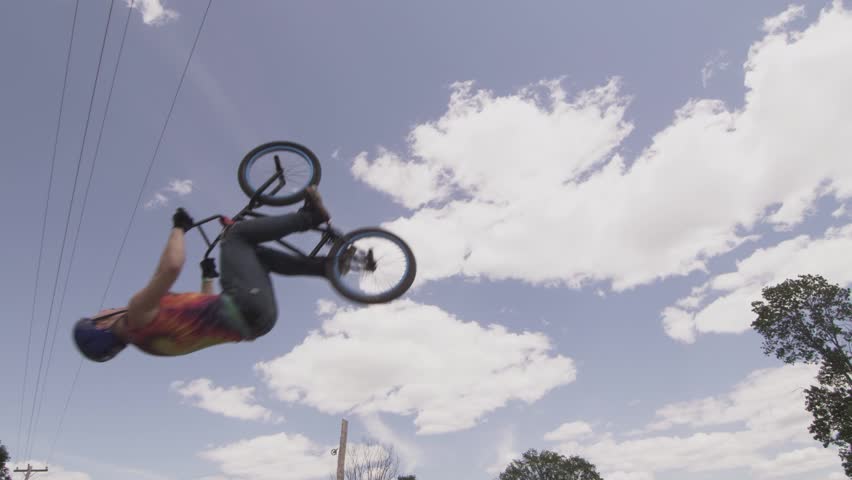 Bmxer Back Flip Against Blue Stock Footage Video (100% Royalty-free ...