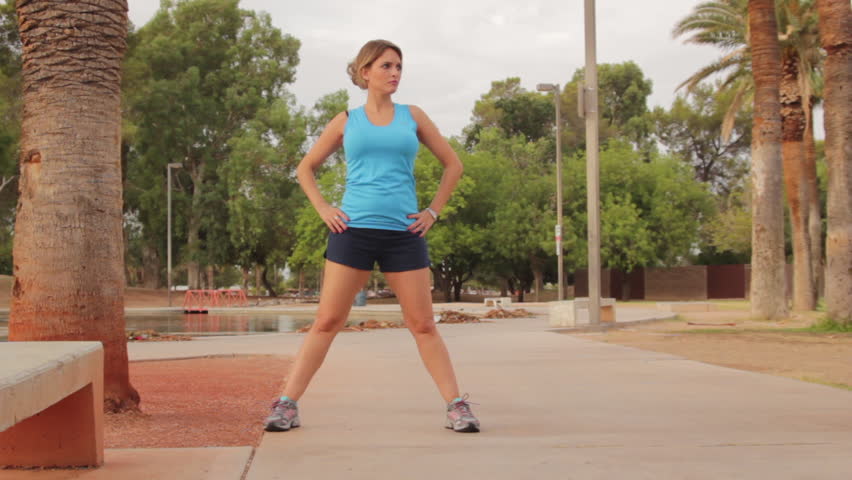 medium shot female runner doing various Stock Footage Video (100% ...