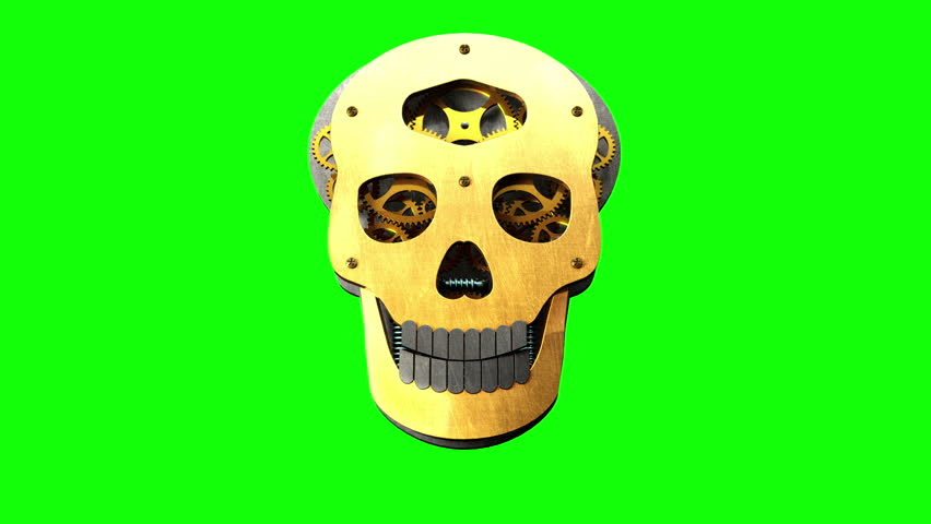 Mechanical Skull On Green-screen Stock Footage Video (100% Royalty-free ...