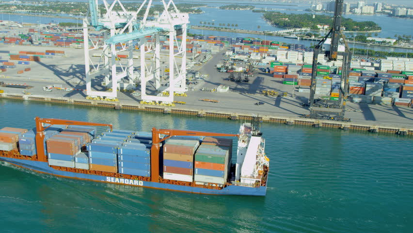aerial view portmiami loaded container cargo Stock Footage Video (100% ...