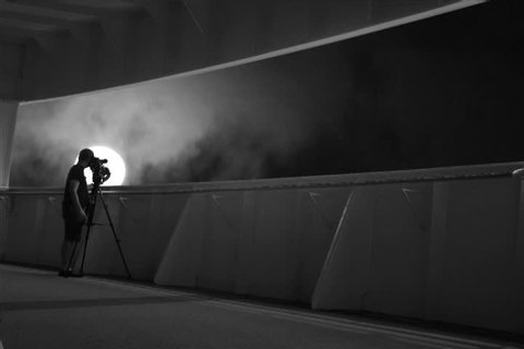 Composite Cameraman Structure Filming Full Moon Stock Footage Video ...