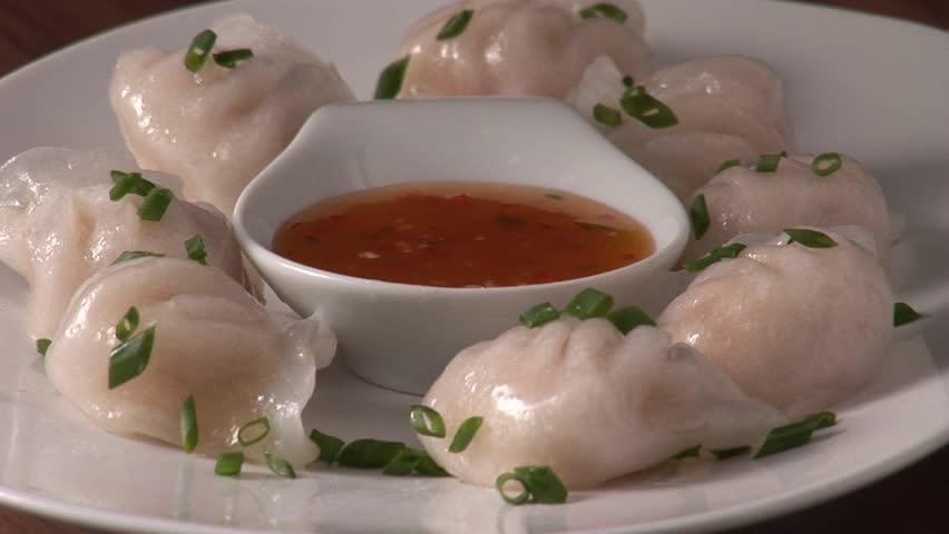 dim sum snipped chives chili sauce Stock Footage Video (100% Royalty ...