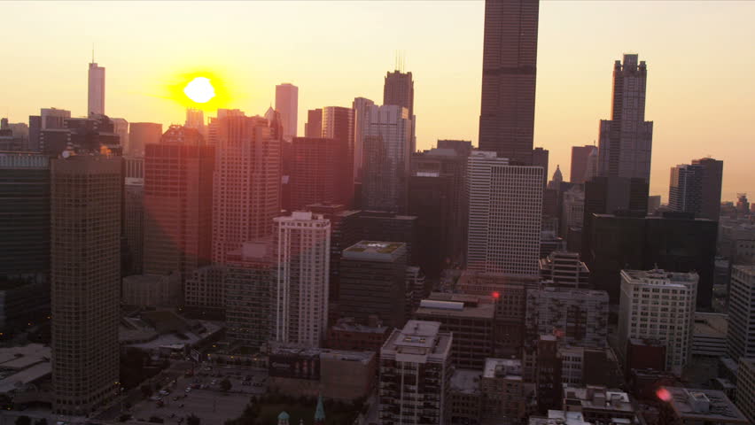 aerial low level sunrise city view Stock Footage Video (100% Royalty ...