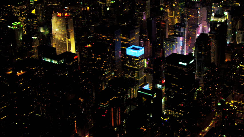 aerial view times square broadway illuminated Stock Footage Video (100% ...