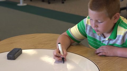 Child Working Math Problem Table Stock Footage Video (100% Royalty-free ...