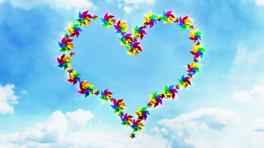 pinwheel heart on sky - motion: วิดีโอสต็อก (ปลอดค่าลิขสิทธิ์ 100% ...