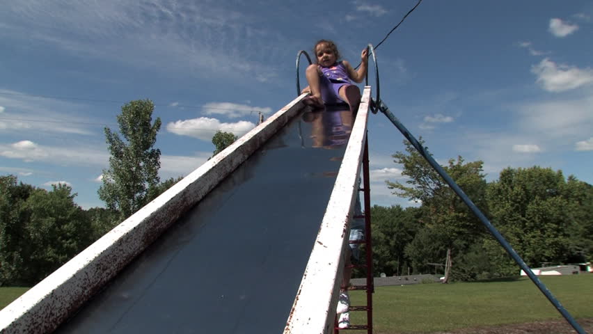 A Young Girl Slides Down Stock Footage Video (100% Royalty-free) 441154 ...