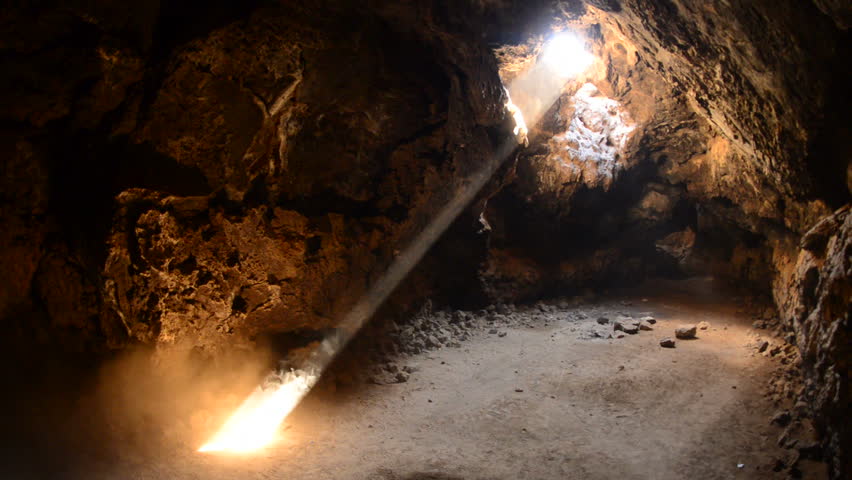 light rays shine inside lava tube Stock Footage Video (100% Royalty ...