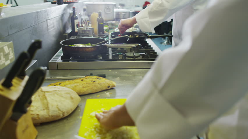 food being prepared hotel restaurant kitchen Stock Footage Video (100% ...