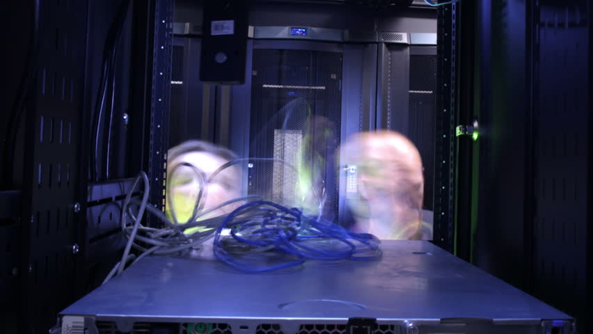 people working computer server room data Stock Footage Video (100% ...