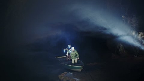 Scientists Miners Exploring Dark Caves Geologists Stock Footage Video ...