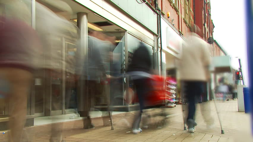 time lapse busy shoppers outside retail Stock Footage Video (100% ...