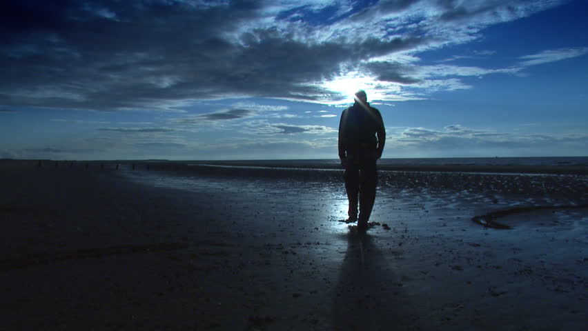 man walking on beach night Stock Footage Video (100% Royalty-free ...
