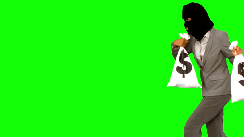 burglar holding money bags on green Stock Footage Video (100% Royalty ...