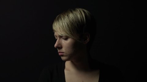 black white portrait sad woman moving Stock Footage Video (100% Royalty ...