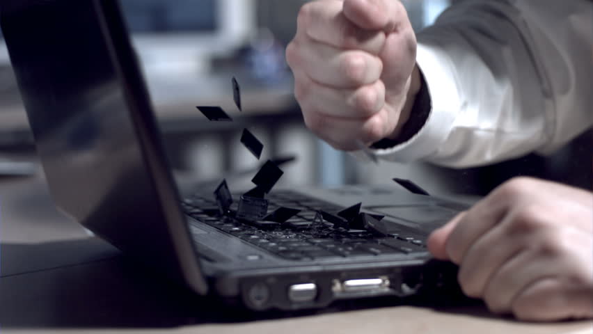 businessman smashing laptop fist slow motion Stock Footage Video (100% ...