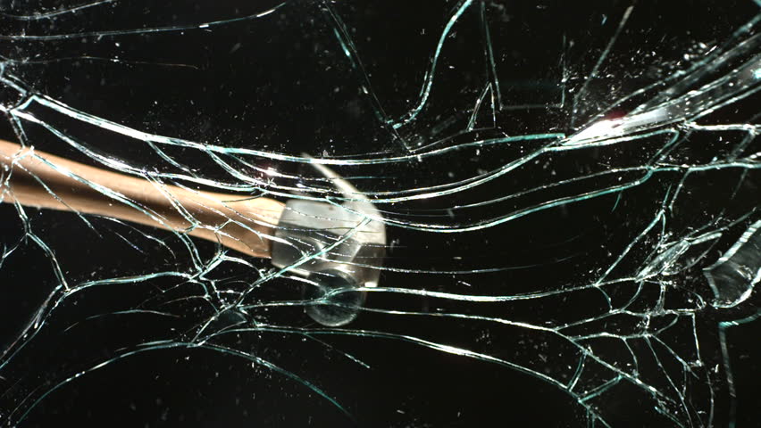 Hammer Breaking Glass, Slow Motion Stock Footage Video (100% Royalty ...