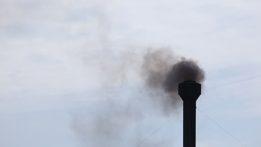 smoke stack pollution plume against sky Stock Footage Video (100% ...