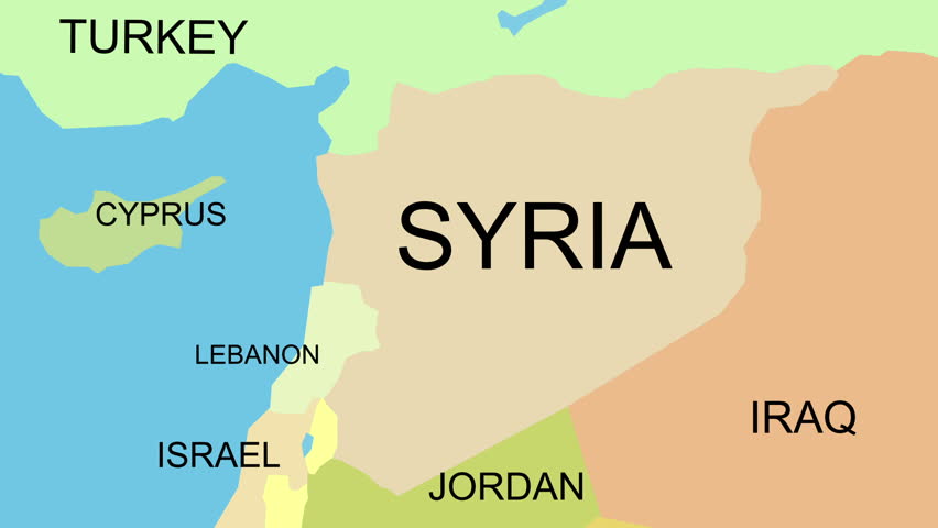 accurate syria map capital cities neighbors Stock Footage Video (100% ...