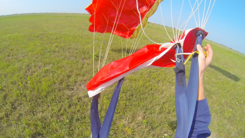 video parachute jumps skydiving first-person skydiver Stock Footage ...